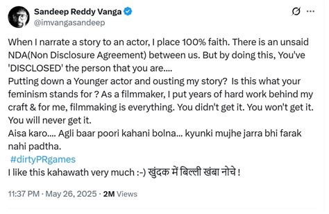 After Announcing Triptii Dimri For Spirit Sandeep Reddy Vanga Slams