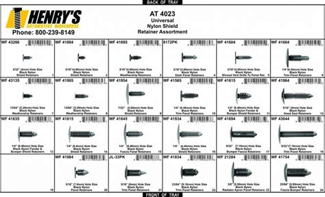 Automotive Fastener And Retainer Assortment Trays