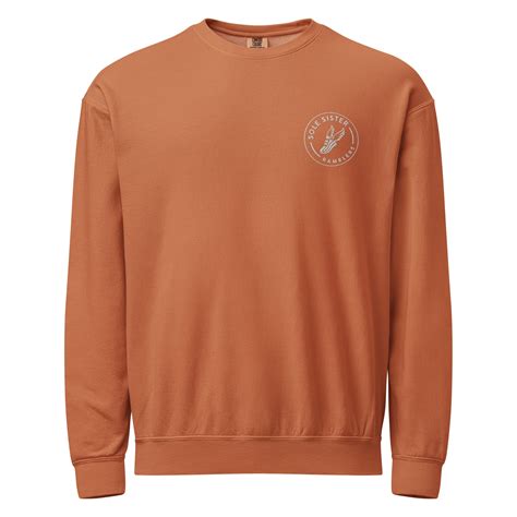 Crewneck Garment Dyed Unisex Pullover Round Logo Solesisterramblers