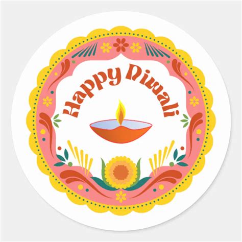 Happy Diwali Round Stickers Zazzle