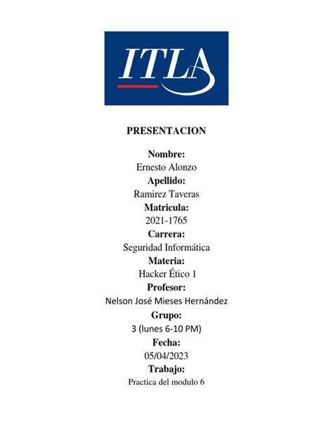 Practica Del Modulo 6 Pdf Seguridad La Seguridad Informática