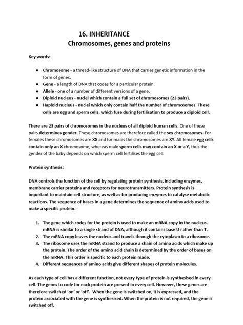 Chapter 16 Inheritance Notes Pdf Dominance Genetics Zygosity