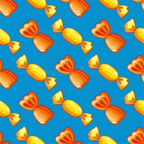 Seamless Pattern With Cartoon Cute Tasty Candy Stock Vector