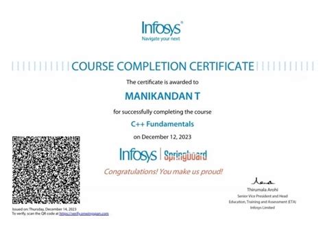 Cplusplus Certification Programming Professionalgrowth Infosys