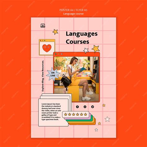 Free Psd Foreign Language Classes Vertical Poster Template In