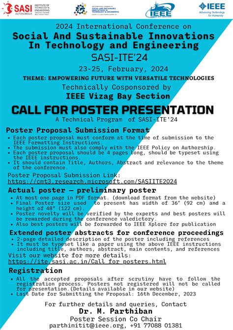 Ieee International Conference Poster Presentation Sasi Ite24 Sasi Institute Of Technology And