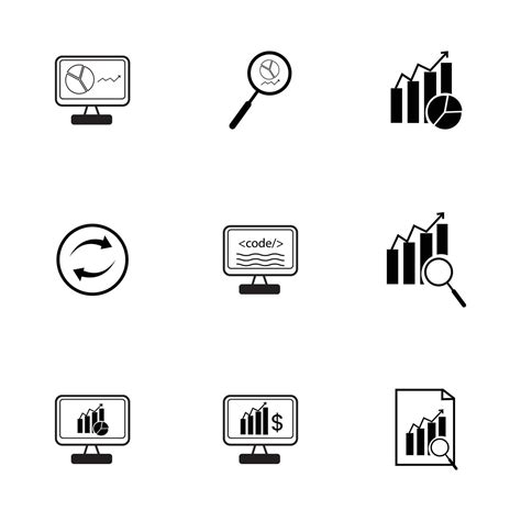 Data Analysis Line Collection Icons Such Icons As Settings Data Science Big Data Statistics