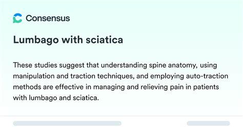Lumbago With Sciatica Consensus Academic Search Engine