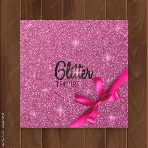 Pink Glitter Background With Realistic Bow Vector Illustration Stock