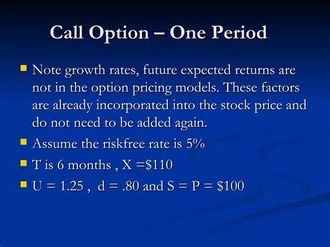 Derivatives Binomial Option Pricing Model Examples Ppt