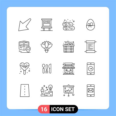 Editable Vector Line Pack Of 16 Simple Outlines Of Kaba Nature Cabin Easter Egg Editable Vector