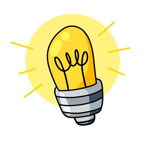 Light Bulb Yellow Electric Device Hand Drawn Illustration Cartoon