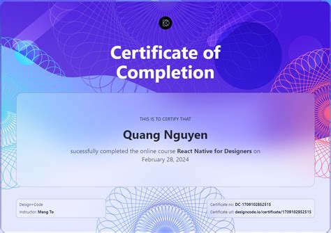 Phương Quang Nguyễn On Linkedin Designcode Reactnative Certification