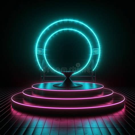Neon Light Arch Neon Light Decorated Room Background Neon Light