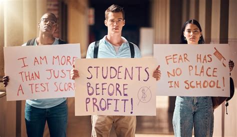Premium Photo Students Protest And Billboards For Education At