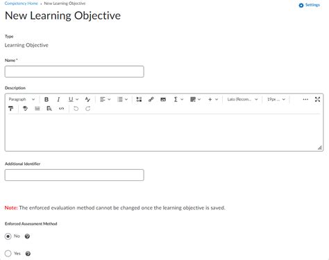 Create A Learning Objective Brightspace