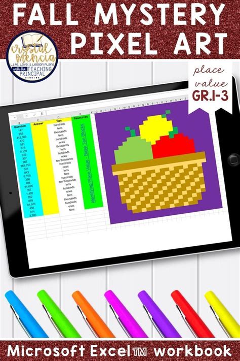 Place Value Digital Mystery Pixel Art For Microsoft Excel Distance Learning Fall Classroom