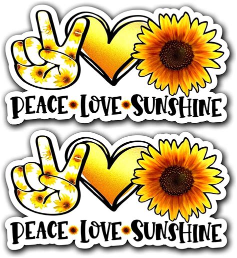 Wsq Peace Love Sunshine Sunflower Vinyl Decal Sticker Premium Quality