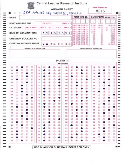 Jsa Ans Key Paper Ii Series A Pdf