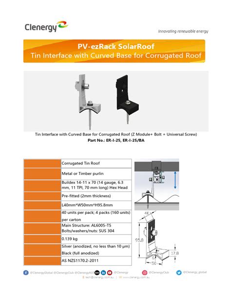Clenergy Pv Ezrack Solarroof Tin Interface With Curved Base For