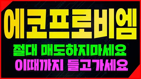 에코프로비엠 절대 매도하지마세요 이때까지 들고가세요 Youtube