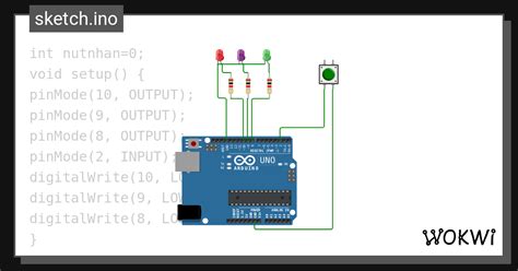 Switch 3 Led Manual Wokwi ESP32 STM32 Arduino Simulator