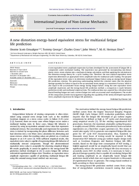 Pdf A New Distortion Energy Based Equivalent Stress For Multiaxial