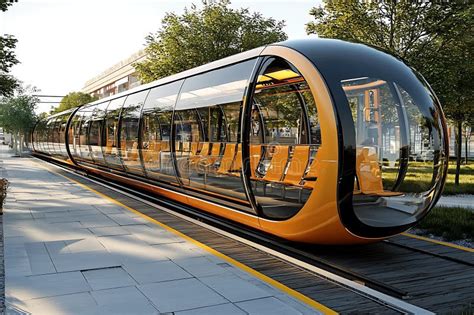 Futuristic Automated Transit System Modern Train At A City Station Stock Illustration