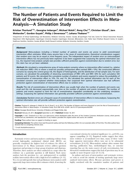 Pdf The Number Of Patients And Events Required To Limit The Risk Of
