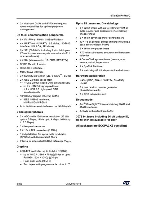 stm32mp151d stm32mp151a datasheet stmicroelectronics arm cortex a7 650mhz cortex m4 mpu