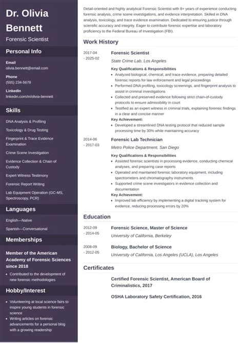 Forensic Scientist Resume Examples And Writing Guide