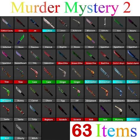 Bundle Mm2 Set 63 Items Godly Murder Mystery 2 Game Items Gameflip