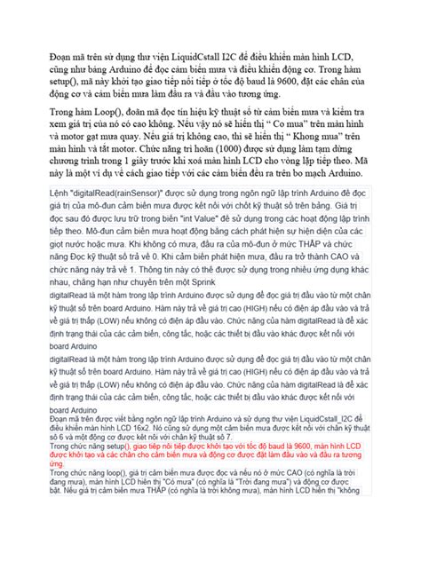 Đoạn Mã Trên Sử Dụng Thư Viện Liquidcstall I2c để điều Khiển Màn Hình Lcd Pdf