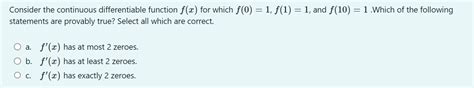 solved consider the continuous differentiable function f x