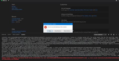Cant Seem To Connect To Remote Running Container Issue Microsoft Vscode Remote Release