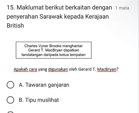 15 Maklumat berikut berkaitan dengan 1 mata | StudyX