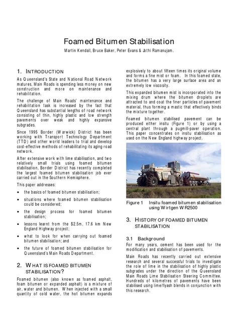 Foamed Bitumen Stabilisation Pdf Pdf Road Surface Asphalt