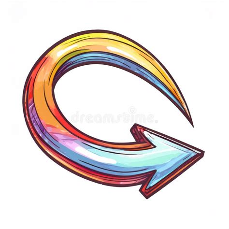 Hand Drawn Colorful Curved Arrow Forming A Continuous Loop Symbolizing