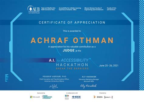 Certificate Hackathon 2021 Dr Achraf Othman