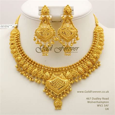 22 Carat Indian Gold Necklace Set 748 Grams Code Ns1076 E1b Gold