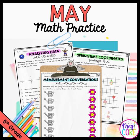 May Themed Math Practice 5th Grade Magicore
