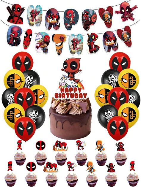 1set Anime Cartoon Deadpool Birthday Party Decorations Balloon And