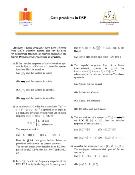 Pdf Gate Problems In Dsp