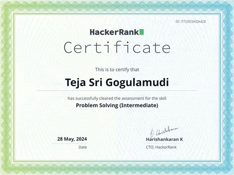 Tejureddy Gogulamudi On Linkedin Python Hackerrank Problemsolving Certification