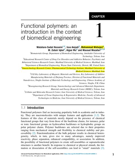 PDF Functional Polymers An Introduction In The Context Of Biomedical Engineering