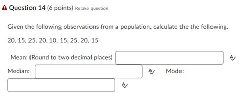 Solved A Question 14 6 Points Retake Question Given The Chegg Com