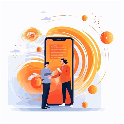 Professional Web Banner Template With Man Using Giant Smartphone Premium Ai Generated Vector