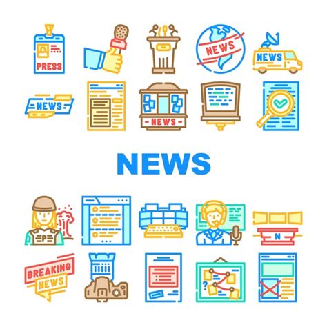 Los Iconos De Negocios De La Pantalla De Los Medios De Noticias