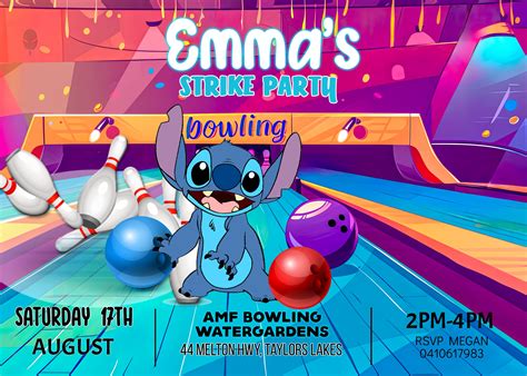 Lilo And Stitch Themed Bowling Party Birthday Downloadable Invite