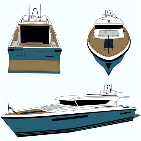Side Front And Back View Yacht Vector Line Art Illustration 32626598